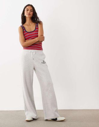 Abercrombie & Fitch High-Rise Wide-Leg-Jogger in Hellgrau