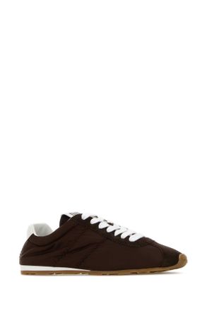Miu Miu Womens Chocolate Fabric And Suede Sneakers Bruciato
