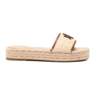 Ralph Lauren Femme, Chaussures, Beige, Taille: 40 1/2 EU Espadrille Polly en raphia avec garniture en cuir