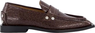 Ganni Loafer - Dames Brown Croco Loafers - Gr. 38 (EU) - in Braun - für Damen