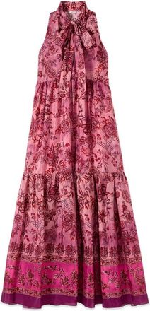 Oltre Femme, Robes, Rose, Taille: 46 FR Robe longue en tissu &agrave; motifs avec