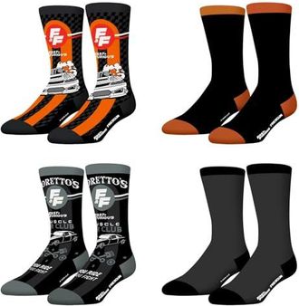 Freegun Chaussette Homme Fast and Furious, Chaussettes Homme Fantaisie (Lot de 4), Orange Taille 43/46