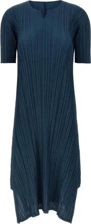 Issey Miyake Femme, Robes, Bleu, Taille: 42 FR Mellow Pleats Pleated Midi Dress