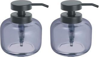 Blomus Seifenspender -LAVU- aus Glas | Handseifenspender in Dunkelgrau | Farbe Smoke |10 x 10 x 12 cm | Fl&uuml;ssigseifenspender mit Pumpkopf (Packung mit 2)