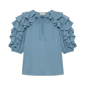 Ulla Johnson Josephine Silk Top - - Blouses & Shirts - Damen - Blau - M