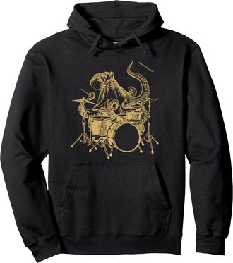 Seembo Oktopus spielt Schlagzeug Beach-Schlagzeuger Lustiger Rockmusiker Pullover Hoodie