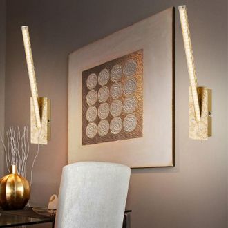 ETC Shop Applique murale led cristal applique murale design en or lampe de couloir, 1x6W 420lm 3000K, LxHxP 6,2x35x10,5 cm, lot de 2