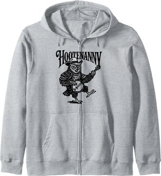 Giant Step Design Co. Hootenanny! Funny Banjo Owl Country Bluegrass Cottagecore Kapuzenjacke