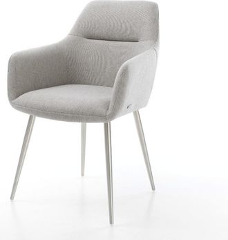 DELIFE Armlehnstuhl Pejo-Flex Stripes Hellgrau 4-Fuß konisch Edelstahl, Esszimmerstühle