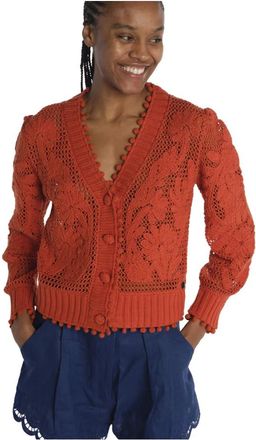 Farm Rio Farm Rio, Femme, Pulls, Rouge, Taille: 36 FR Cardigan Floral Orange