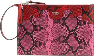 Ganni Schlangenleder-Clutch - - Bags - Damen - Rosa - ONE SIZE