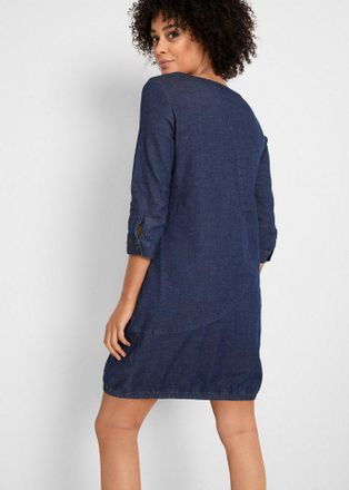 Bonprix Jeanskleid (1-tlg) f&uuml;r Fr&uuml;hling und Sommer, aus Baumwolle mit Elasthan, mit 3/4-&Auml;rmeln