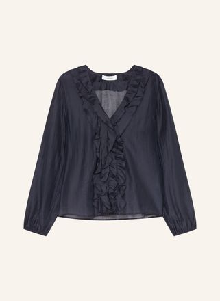 Comma Comma Blusenshirt Mit Volants blau