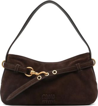 Miu Miu sac porté épaule en daim à fermoir crochet - Marron