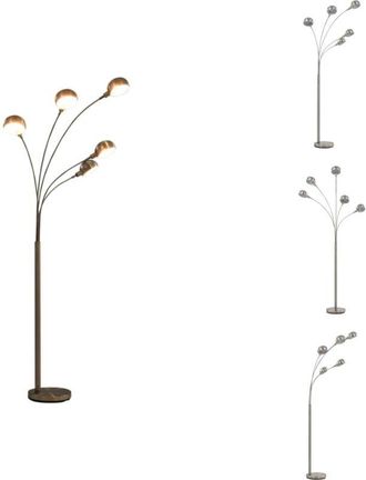 vidaXL Stehlampe 200 cm 5 x E14 Silbern - Stehlampe - Bogenlampe - Moderne Beleuchtung - Wohnzimmer Dekoration - Skandinavischer Stil
