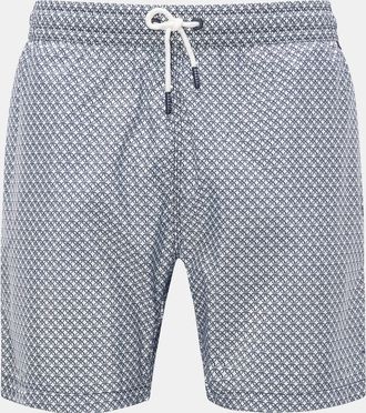 04651/ Herren - Badeshorts Tile Swim navy/weiß gemustert