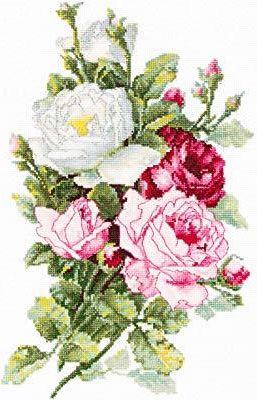 Lucas Luca-S Strau&szlig; Rosen Kreuzstichset, Baumwolle, Mehrfarbig, 21,5x33,5cm