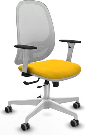 Piqueras y Crespo Stuhl mit verstellbarer Lendenwirbelst&uuml;tze mit 1D-Armlehnen, ausgestattet mit Syncro/Traslack und Schneideschaum, mit Rollen von 65 mm, Parkett, Wei&szlig;/