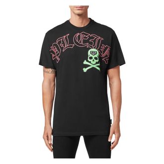 Philipp Plein T-Shirt Rundhals SS Gothic Plein - - Tops - Herren - Schwarzk - L