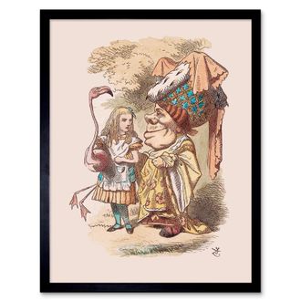 Wee Blue Coo Tenniel Alice Wonderland Flamingo Art Print Framed Poster Wall Decor Kunstdruck Poster Wand-Dekor-12X16 Zoll