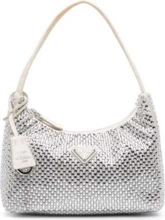 Prada Sac bandouli&egrave;re pr&eacute;-aim&eacute; orn&eacute; de cristaux - Femme - Pre-owned - Blanc - Taille: ONE Size