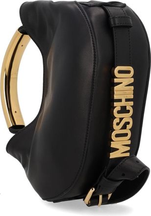 Moschino Womens Handle Me Bag Black Leather Handbags Hand