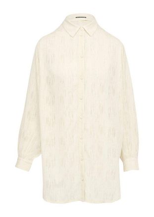 QS by s.Oliver Langarmbluse Bluse Leicht transparente Longbluse mit Glanzeffekten