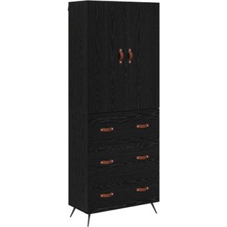 vidaXL Highboard Schwarz Eichen-Optik 69,5 x 34 x 180 cm Holzwerkstoff vidaXL