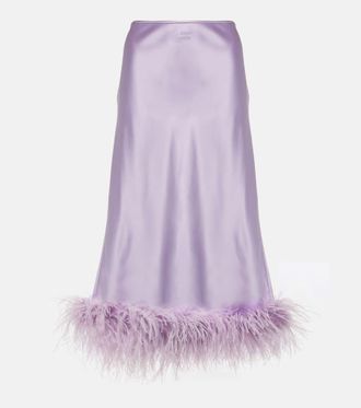 Miu Miu Jupe midi en satin à plumes