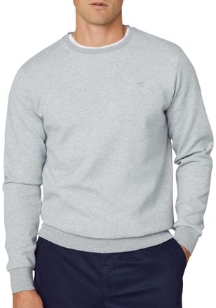 Hackett Herren Doppelstrick-Sweatshirt mit Rundhalsausschnitt, Grau (Hellgrau meliert), XS