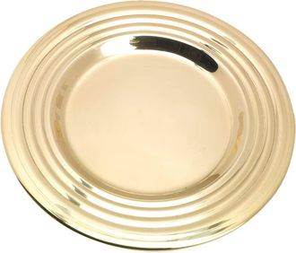 NKlaus Kerzenteller mit Ripp-Rand &Oslash;15 cm aus Messing gold Kerzenhalter rund Dekoteller 10495