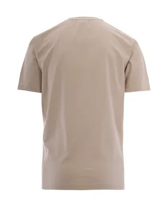 HUGO BOSS Mens T-Shirt Graphic Logo Light Beige Cotton Elastane T-Shirts And Polos