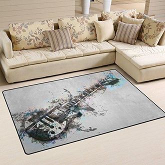 Coosun Coosun Guitare Instrument Musique Zone Tapis Moquette antid&eacute;rapant Tapis de sol Paillasson pour salon Chambre &agrave; coucher 152,4 x 99,1 cm, Tissu, multic