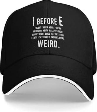 Generic Casquette dHomme, I Before E Grammaire Anglaise dr&ocirc;le Exceptions &agrave; la r&egrave;gle 1 Casquettes l&eacute;g&egrave;res Casquette Femme Casquette de Baseball pour Hommes Cad