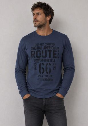 Man's World Rundhalsshirt MANS WORLD Neue Kollektion, Herren, Gr. 4XL, blau (rauchblau), Single Jersey, Obermaterial: 100% Baumwolle, bedruckt, regular fit, Rundh