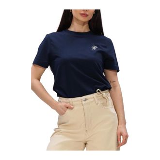 Tommy Hilfiger Femme, Tops, Bleu, Taille: 38 FR TH Script Reg C-Nk Ss Tee