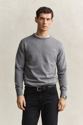 GANT Rundhalspullover GANT CLASSIC COTTON, Herren, Gr. XXL, grau (dunkelgrau melange), Web, Obermaterial: 100% Baumwolle, regular fit normal, Rundhals, ein