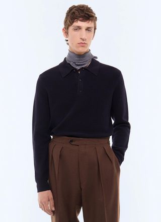 Fursac Polo en maille point fantaisie en laine - Taille XXL - Homme