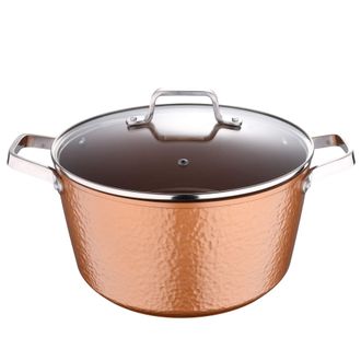 San Ignacio SAN Ignacio Origin - Canco mit 28 cm Deckel - Hergestellt in geschmiedetem Aluminium - Whitford Interieur - Au&szlig;enheizbest&auml;ndiger Farbe - Kupfer - Indu