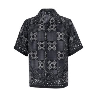 Amiri Bowlinghemd mit Cuban Collar und geometrischem Print - - Shirts - Herren - Schwarzk - XL