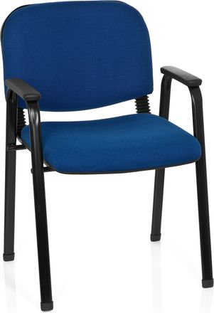 hjh OFFICE 704341 Besucherstuhl XT 650 Stoff Blau Konferenzstuhl gepolstert mit Armlehne, stapelbar