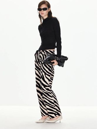 Mango Pantalon balloon z&egrave;bre blanc cass&eacute; - Femme - 32 - MANGO