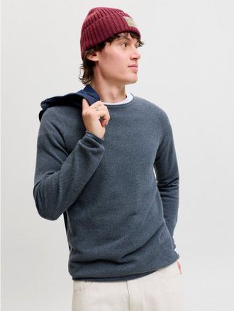 Jack & Jones Rundhalspullover JJEHILL KNIT CREW NECK NOOS Baumwolle, regular fit
