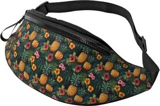 Generic Imprim&eacute; Ananas Et Fleurs Tropicales Sac Banane R&eacute;glable Sac &Agrave; Bandouli&egrave;re Polyvalent Poche Poitrine Pour Ext&eacute;rieur V&eacute;lo &Agrave; Dos Sorties 14X35Cm