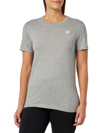 Champion Damen Legacy Basics W-Light Cotton Jersey S-s Regular Crewneck T-Shirt, Hellgrau meliert, Medium