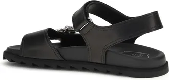 Roger Vivier Womens Leather Sandals With Crystal Buckle Black