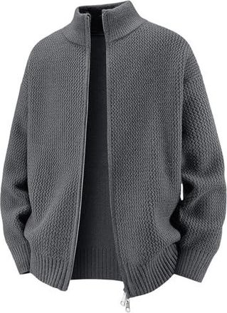 Generic Cardigan en tricot c&ocirc;tel&eacute; &agrave; manches longues pour homme avec fermeture &eacute;clair int&eacute;grale et col montant - Style d&eacute;contract&eacute; - Printemps et automne - &Eacute;l&eacute;