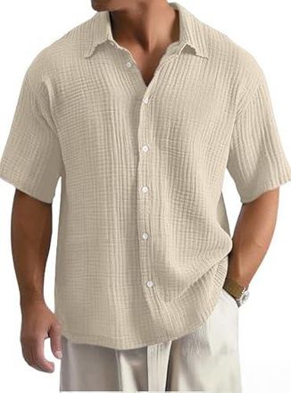 Generic Ovalyf Chemise en tricot textur&eacute; pour homme Style d&eacute;contract&eacute;, kaki, 4XL