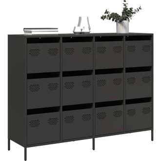 vidaXL Sideboard Schwarz 135x39x103,5 cm Kaltgewalzter Stahl - Vidaxl