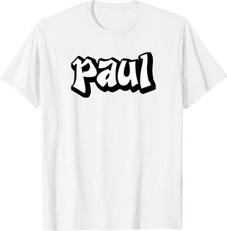BDAZ Paul Graffiti Personalisierter Name Schwarz Wei&szlig; Schriftzug T-Shirt